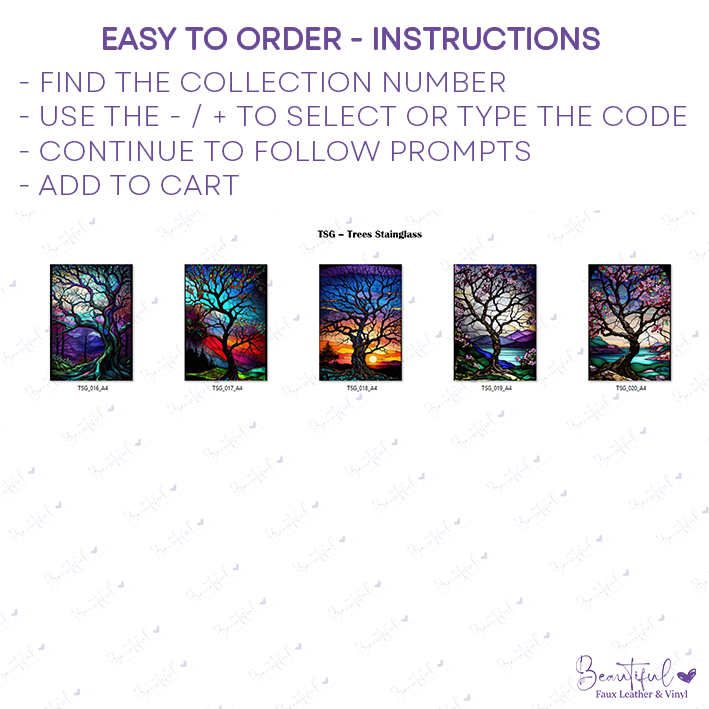 TSG – Trees Stain Glass – In a Bag Kit – Beautiful Faux Leather and Vinyl